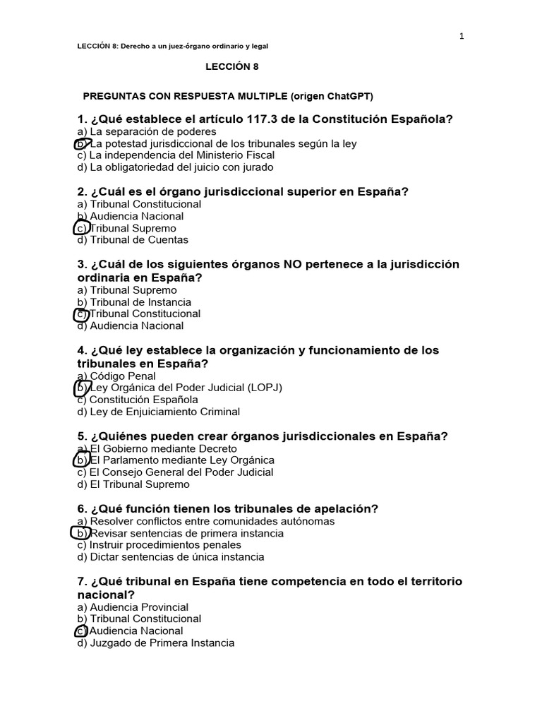 Test Leccion-8 | PDF | Judicaturas | Ley constitucional