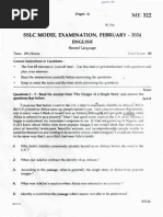 SSLC Examination 2024 English Question Paper | PDF