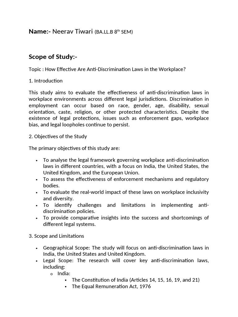 Scope of Study of Research Paper | PDF | Discrimination | Injustice