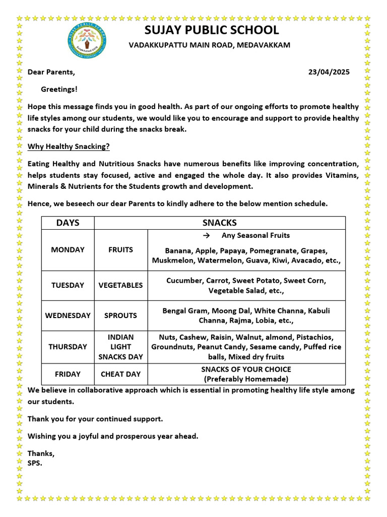 Sps Healthy Snacks Pdf