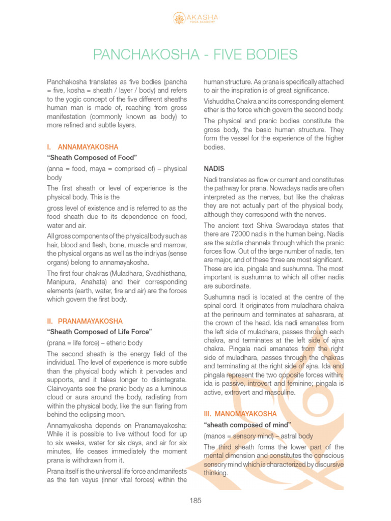Understanding Panchakosha: Five Sheaths of Yoga | PDF | Chakra | Prana
