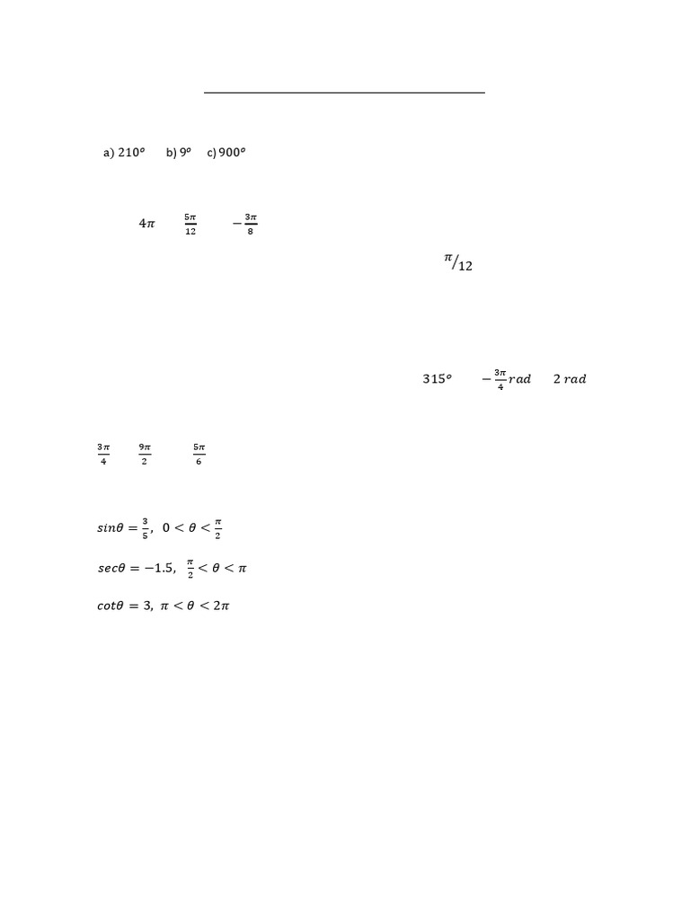 Chap 1. Additional Exercises On Trigonometric Functions | PDF