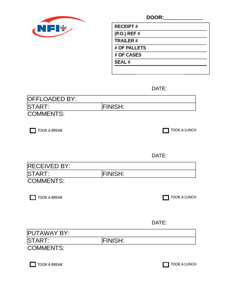 Receiving Form Template | PDF