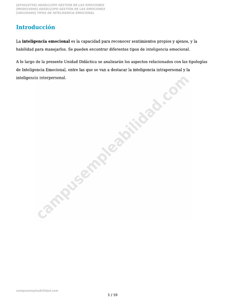 Manual UD2. Inteligencia Intra e Interpersonal | PDF