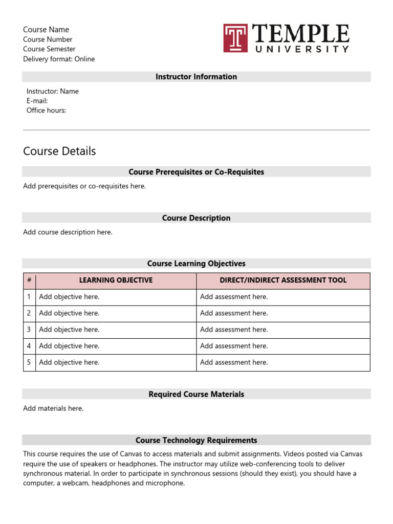 Gen Ed Syllabus Template | PDF | Academic Dishonesty | Microsoft Office
