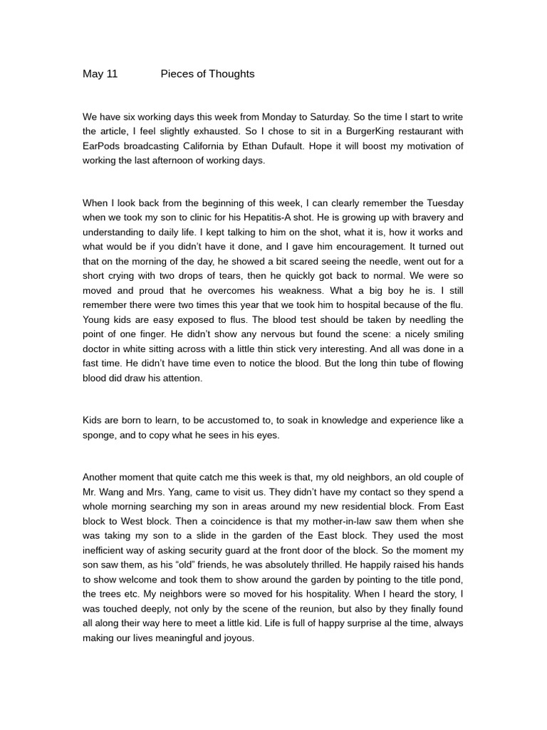 May 11 Pieces of Thoughts 2nd | PDF