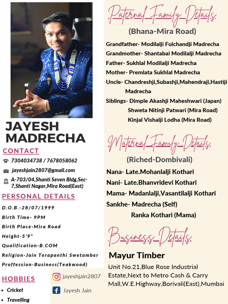 Jayesh Madrecha Biodata PDF | PDF