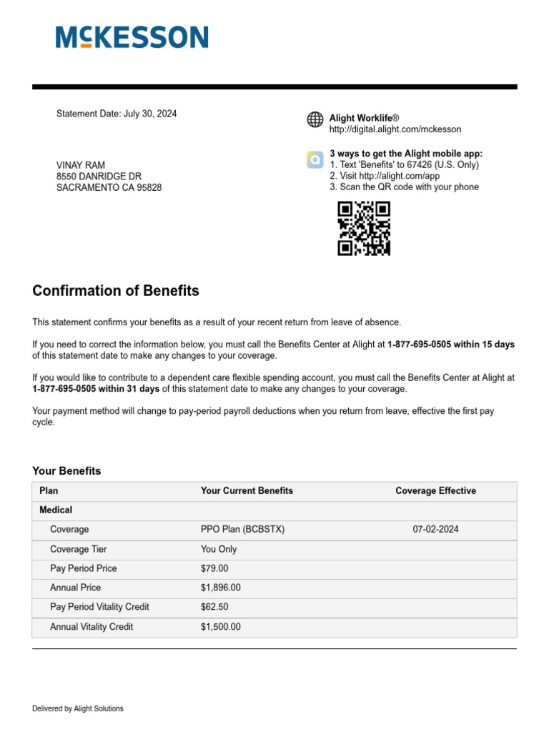 Confirmation of Benefits: Alight Worklife | PDF | Social Programs