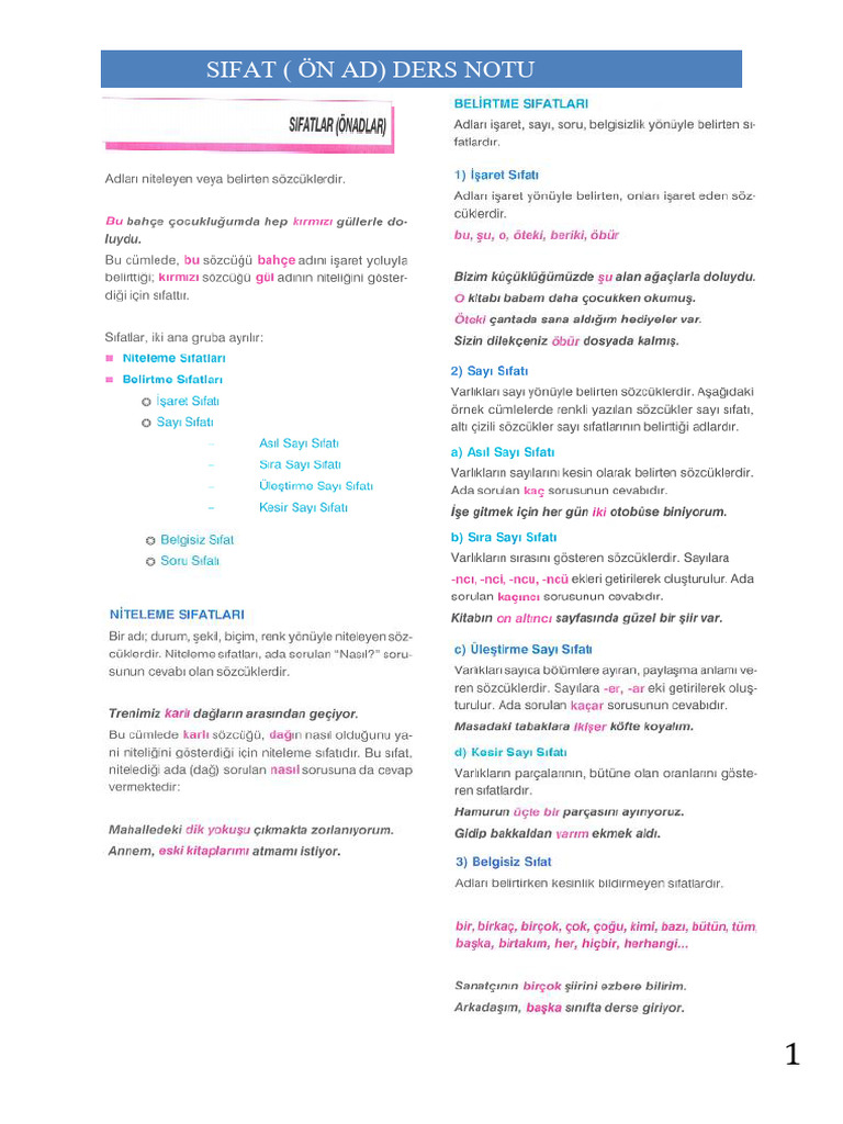Sifat Ders Notu | PDF