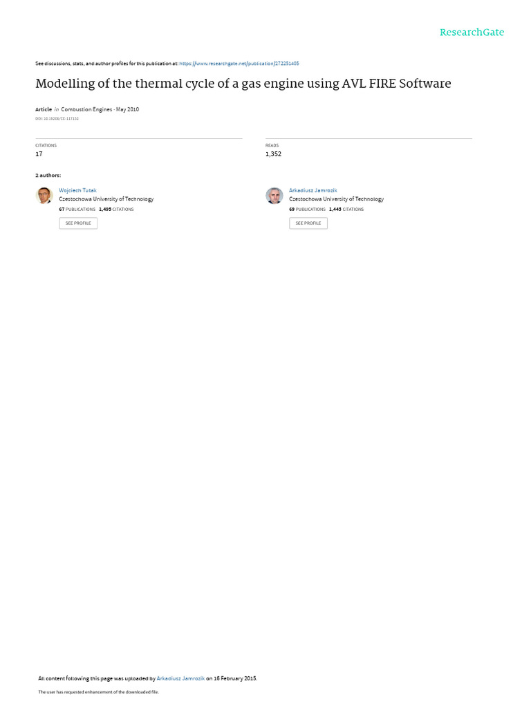 2010-Modelling of The Thermal Cycle of A Gas Engine Using AVL FIRE ...