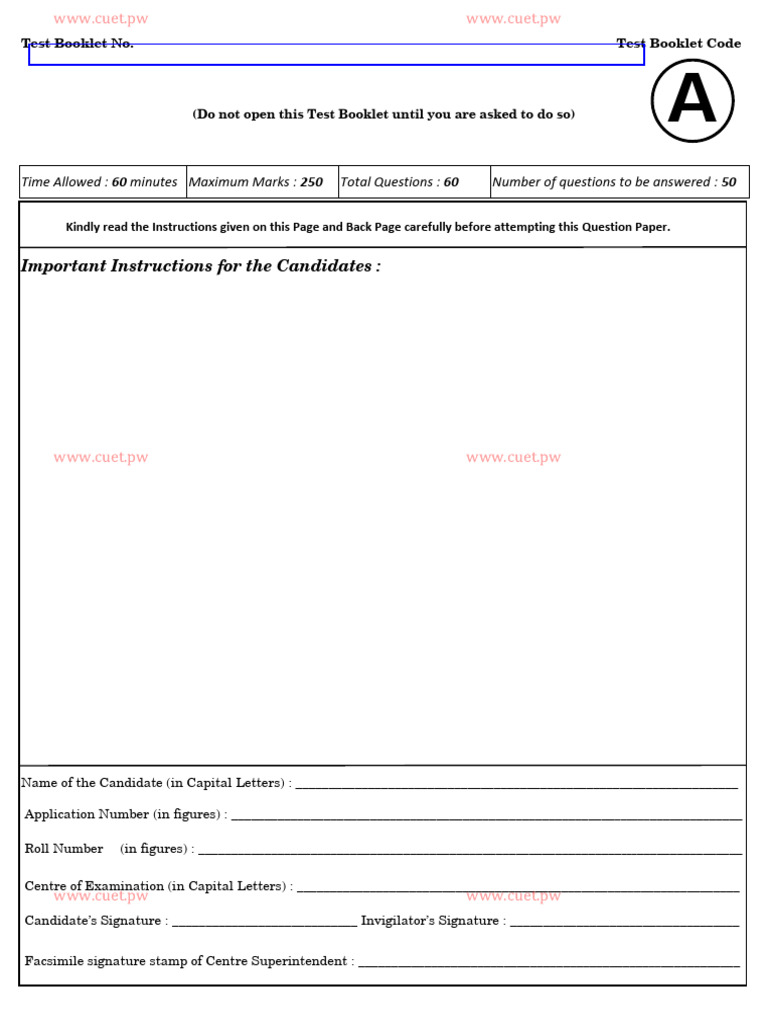 General Test 501 E MSS NEW Set A | PDF