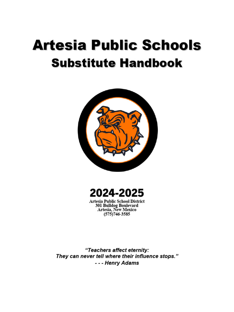 Substitute Teacher Handbook 2024-2025 | PDF | Teachers | Lesson Plan