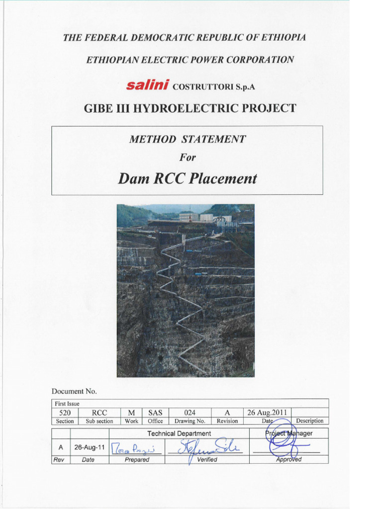 520 RCC M SAS 024 A MS For Dam RCC Placement Rev.a - 26 Aug 11 | PDF | Concrete | Dam