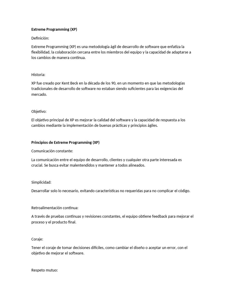 Extreme Programming exposicion | PDF | Desarrollo guiado por pruebas | Ciencias de la Computación