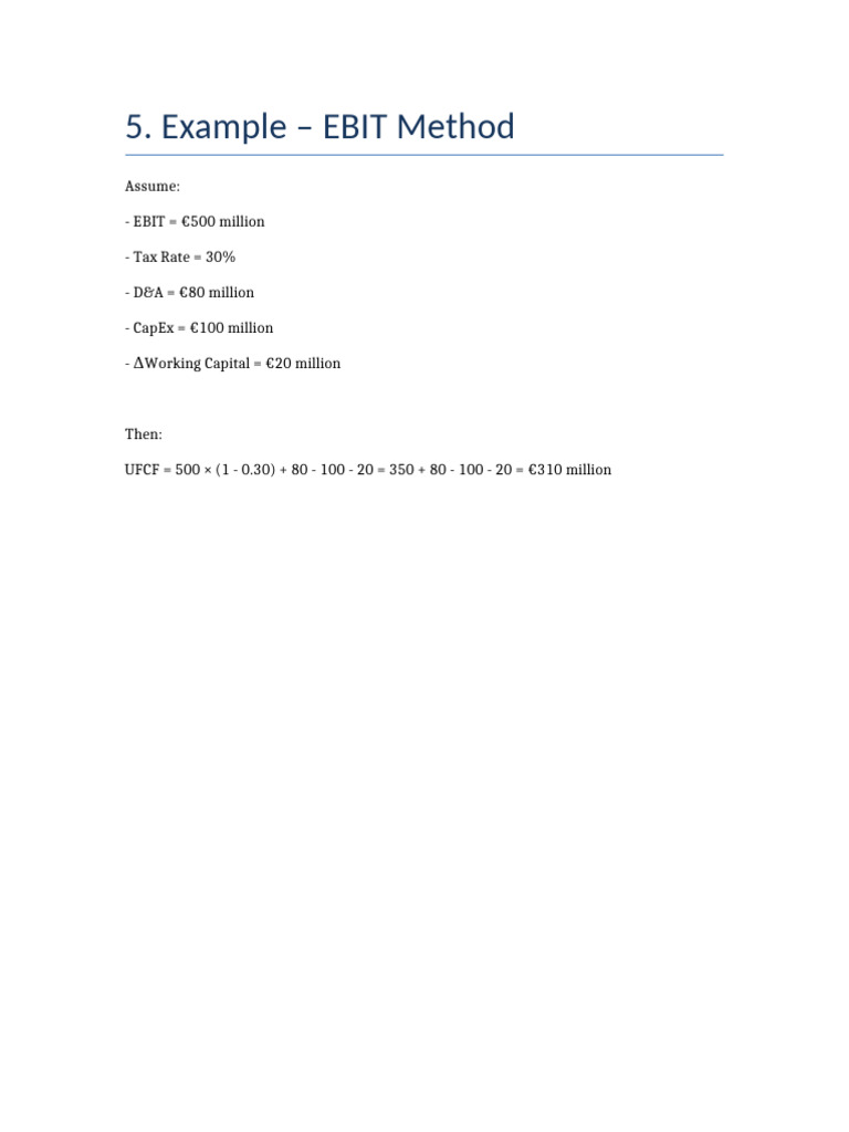 UFCF Section 5 Example - EBIT Method | PDF