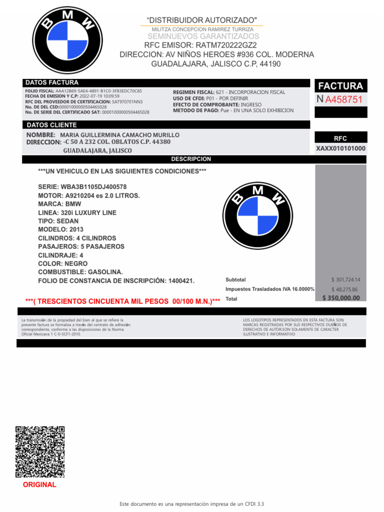 REFACTURA BMW (1) | PDF | Vehículos | Vehículos terrestres