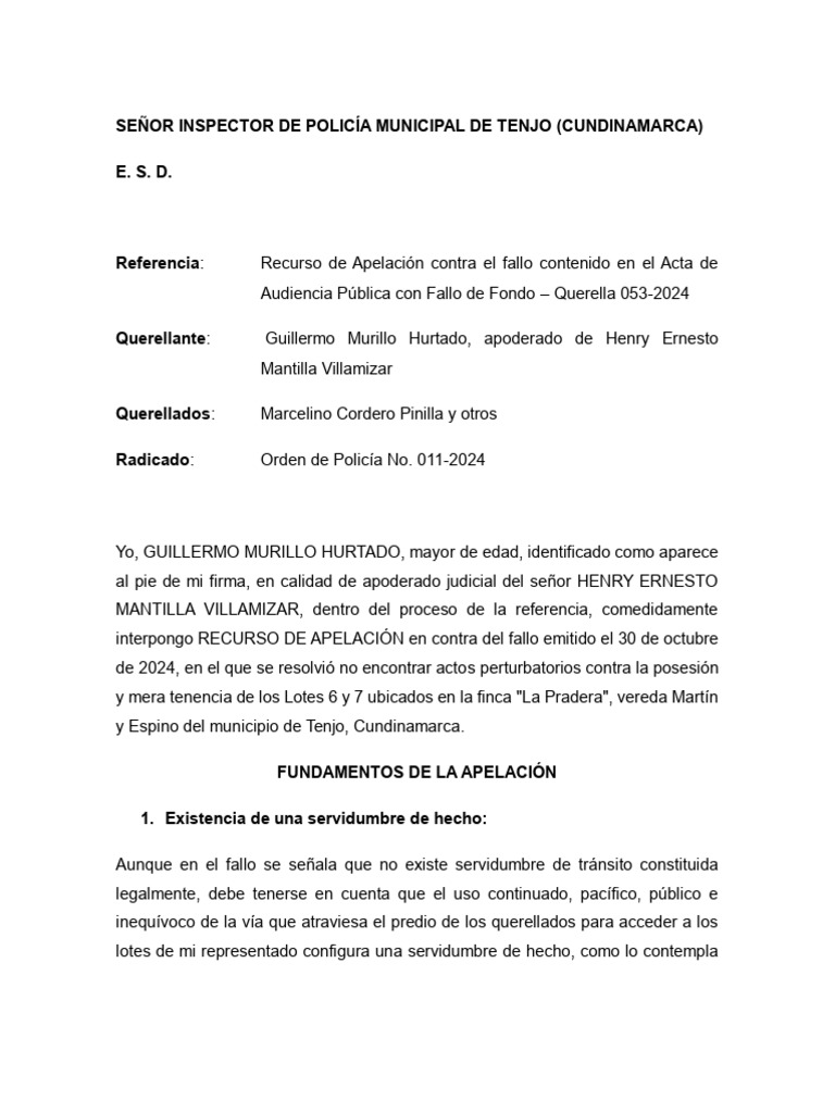 RECURSO DE APELACION | PDF | Apelación | Caso de ley
