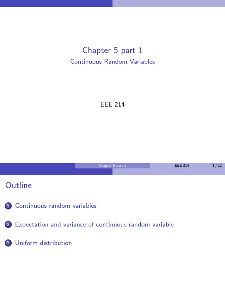 Continuous Random Variables | PDF | Probability Density Function | Random Variable