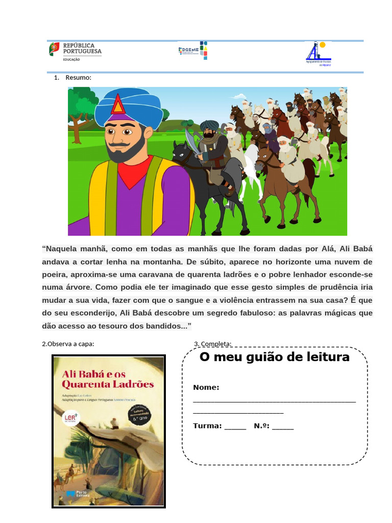 Ali Babá e Os Quarenta Ladrões - Guião de Leitura | PDF