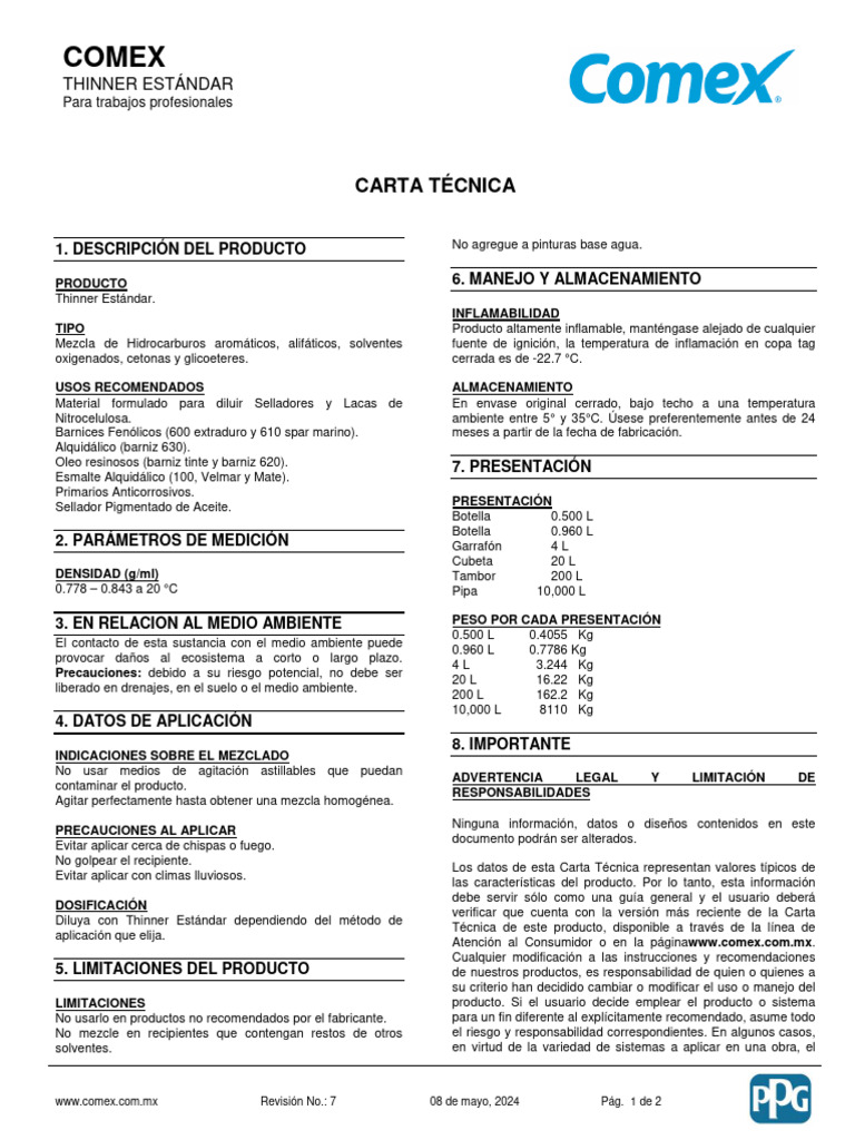CT - Comex Thinner Estándar | PDF | Barniz | Usuario (informática)