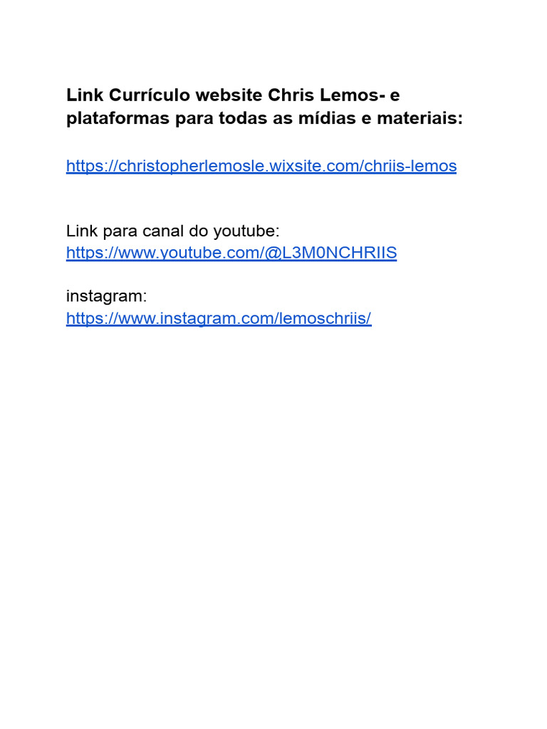 Link do Currículo de Chris Lemos | PDF