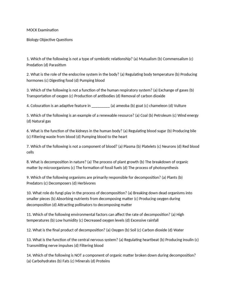 MOCK Examinatio-WPS Office | PDF | Decomposition | Human Body