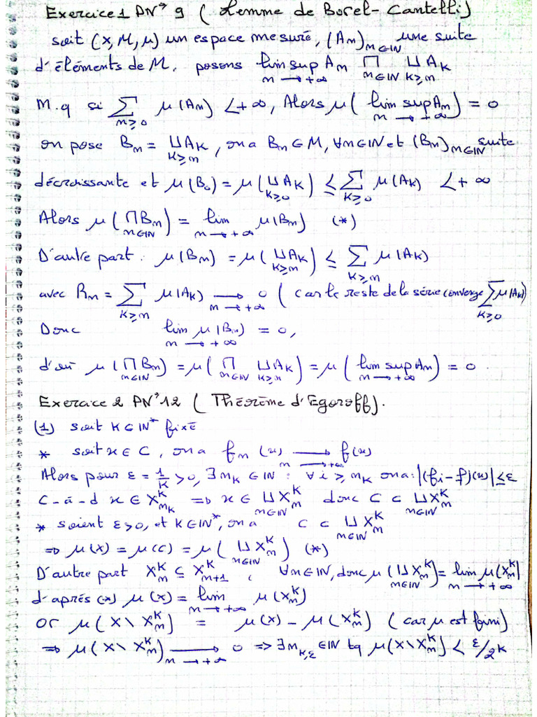 Exercice Mesure Et Integration | PDF