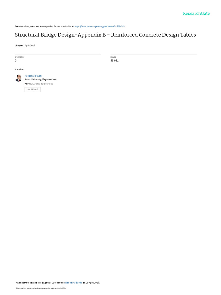 StructuralBridgeDesign AppendixB ReinforcedConcreteDesignTables | PDF | Structural Engineering ...