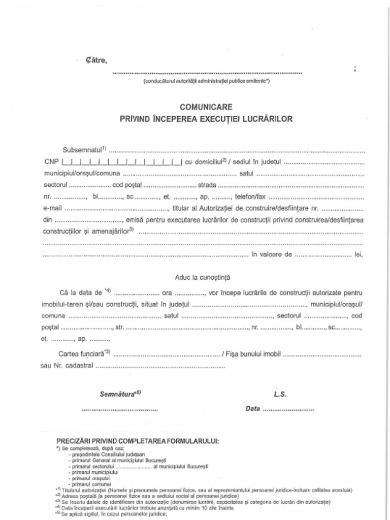 Formulare Anunt Primariec | PDF