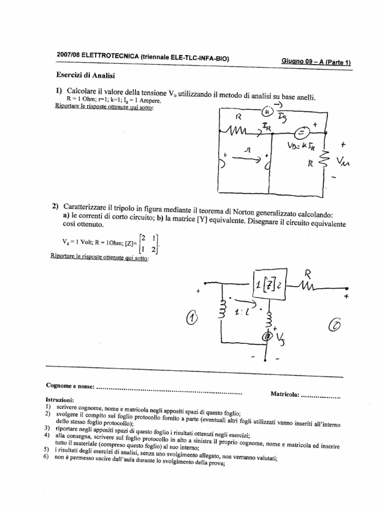 Esempi Esame Completo - Elettrotecnica | PDF