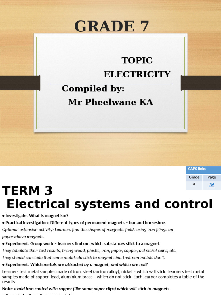 Grade 7 Electrical Presentation | PDF | Electromagnetic Induction ...