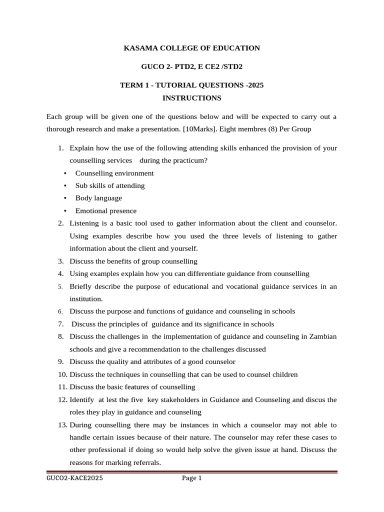 Guco - Std2, Ptd2, Ece 2 Tututorial Questions 2025 | PDF