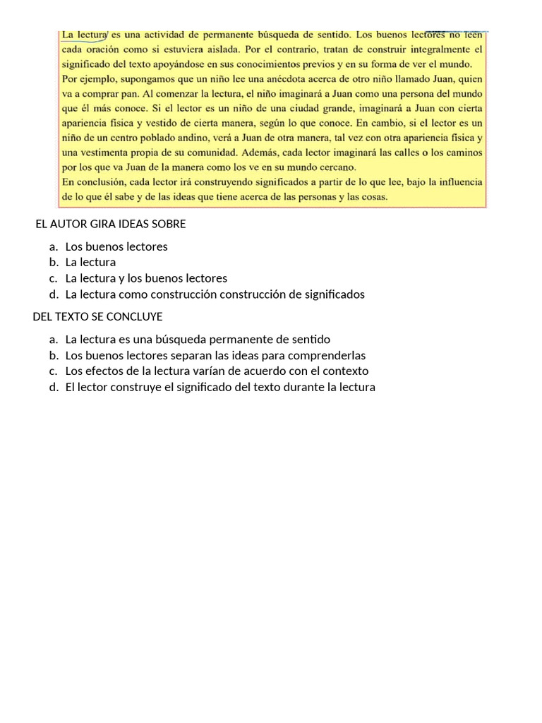 Lectura Comprensiva | PDF