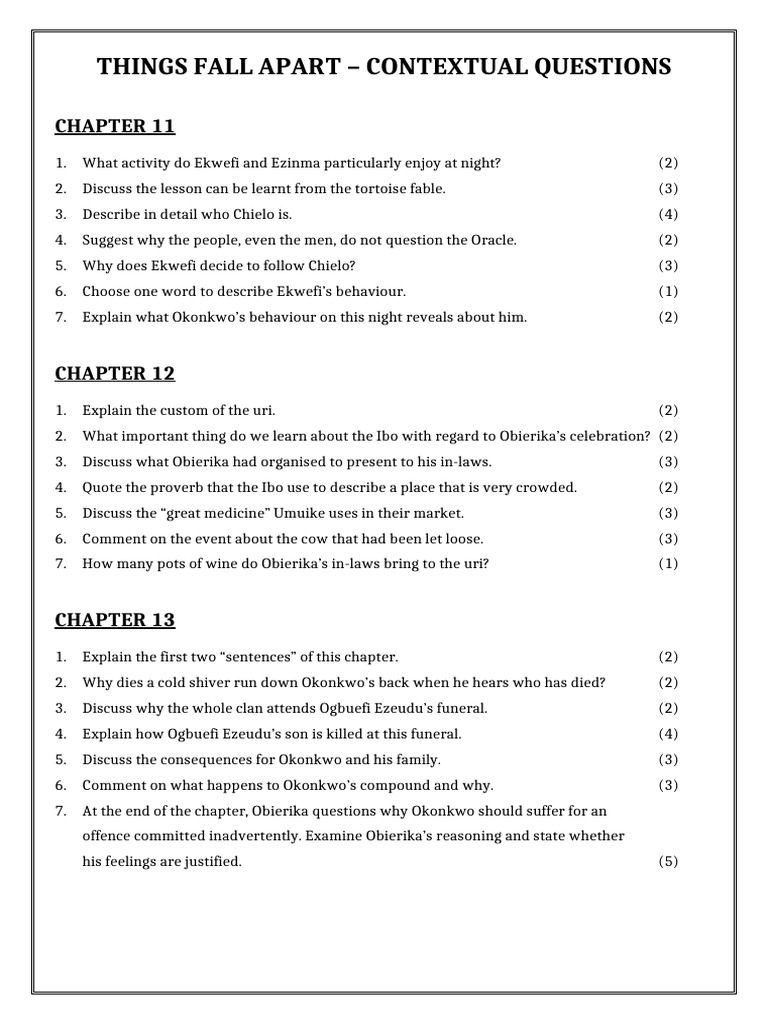 THINGS FALL APART c11 - 13.docx Version 1 | PDF