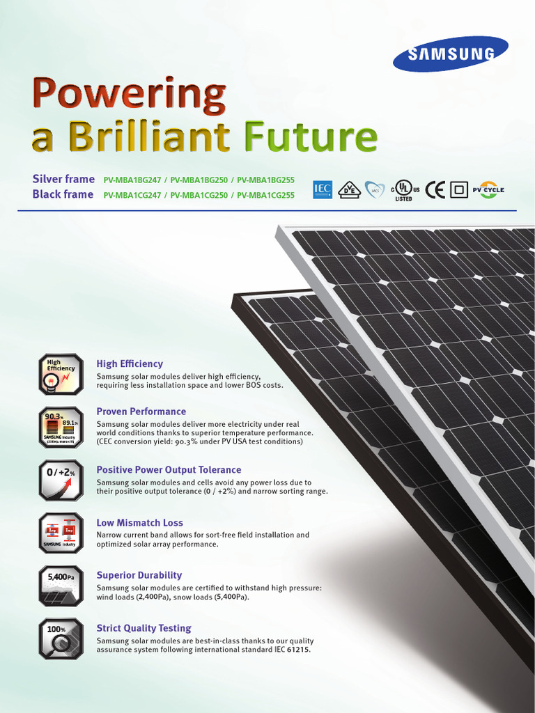 SAMSUNG Specification MBA Series | PDF | Solar Panel | Electricity