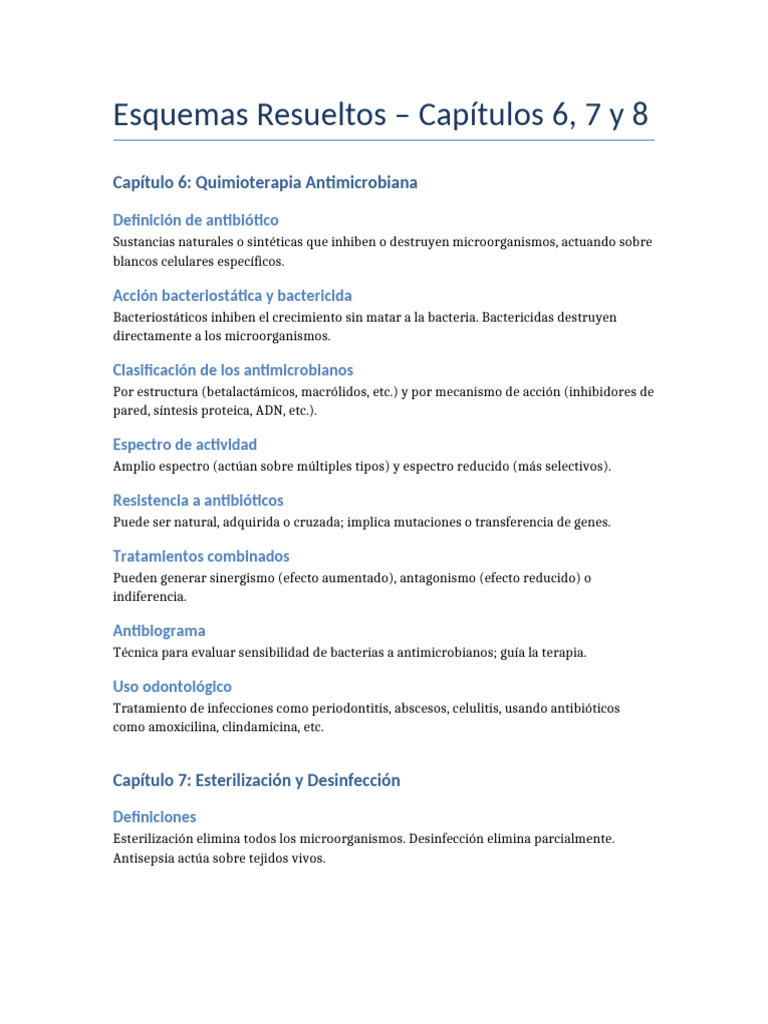 Esquemas Capitulos 6 7 8 | PDF | Esterilización (Microbiología) | Antimicrobiano