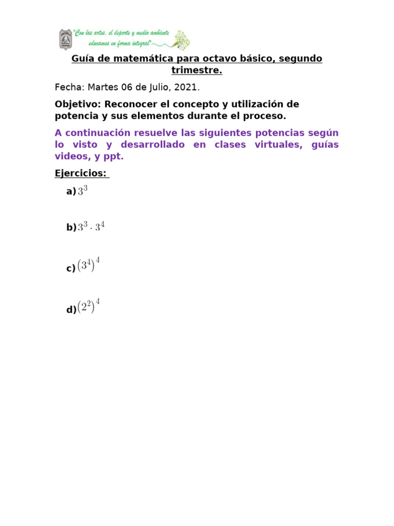 guía término segundo semestre octavoo básico | PDF