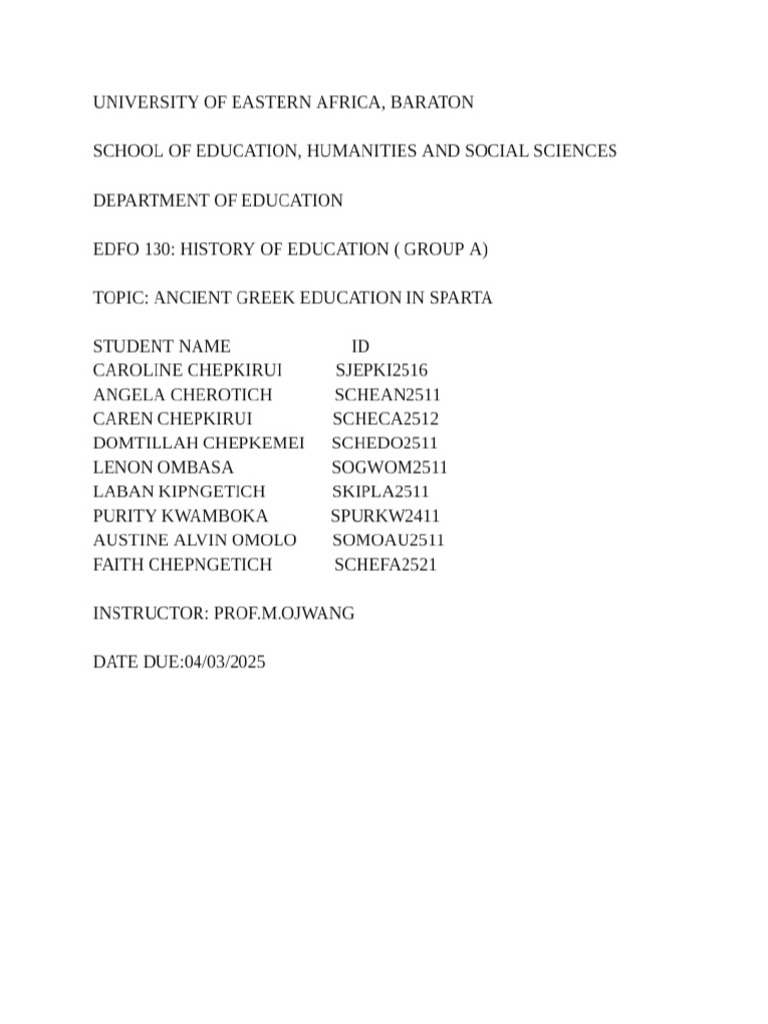 Group 3 Ancient Greek Education in Sparta | PDF | Sparta