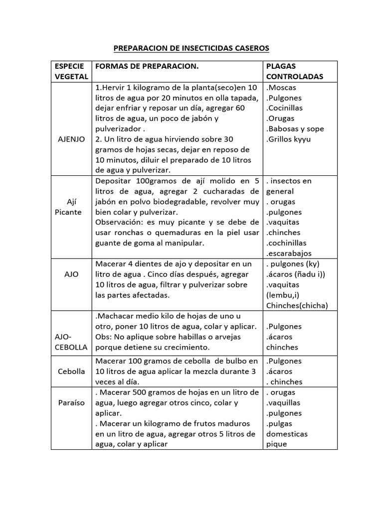 Preparacion de Insecticidas Caseros | PDF