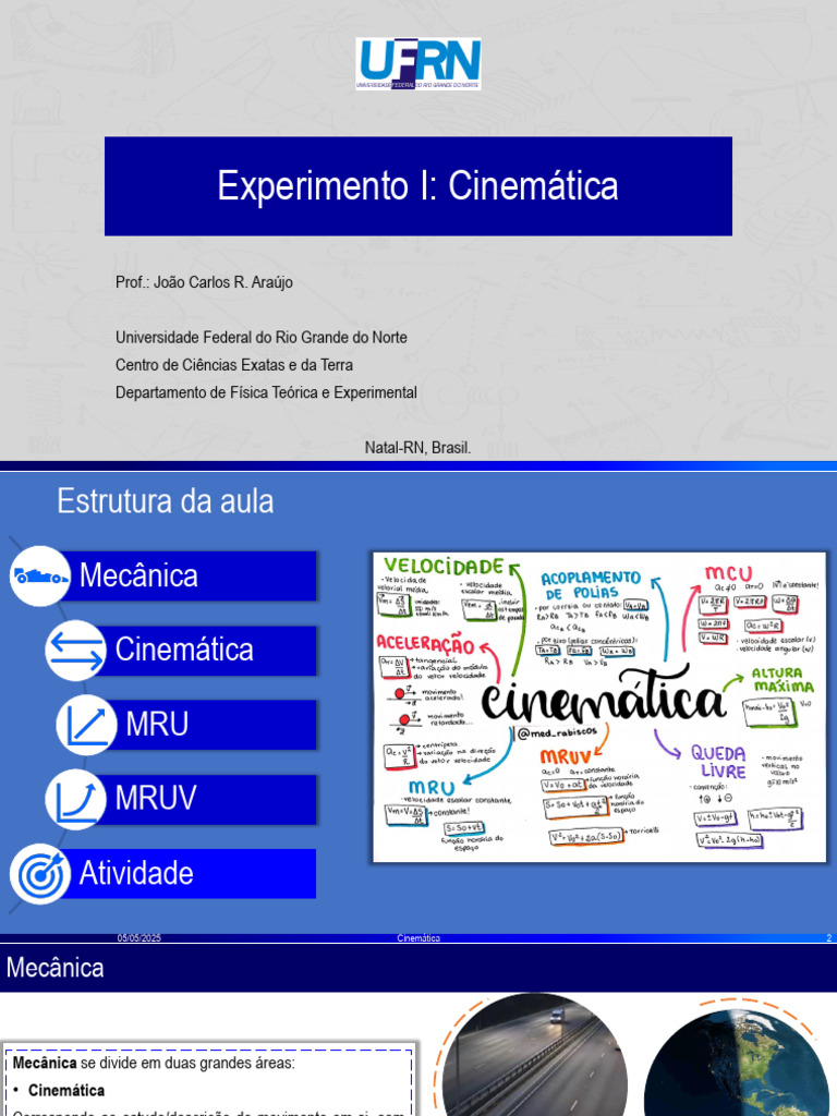 JCRA_AULA_Cinemtica_2025-1 (1) | PDF | Cinemática | Velocidade