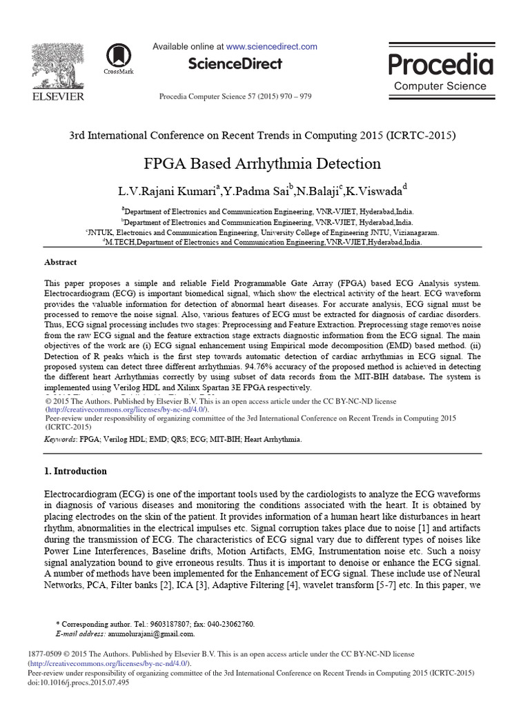++FPGA Based Arrhythmia Detection | PDF | Spectral Density | Heart Rate