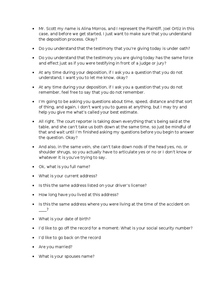 Deposition Prep | PDF | Traffic Collision | Deposition (Law)