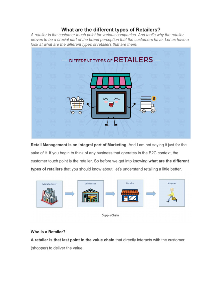 What Are The Different Types of Retailers | PDF | Retail | Supermarket