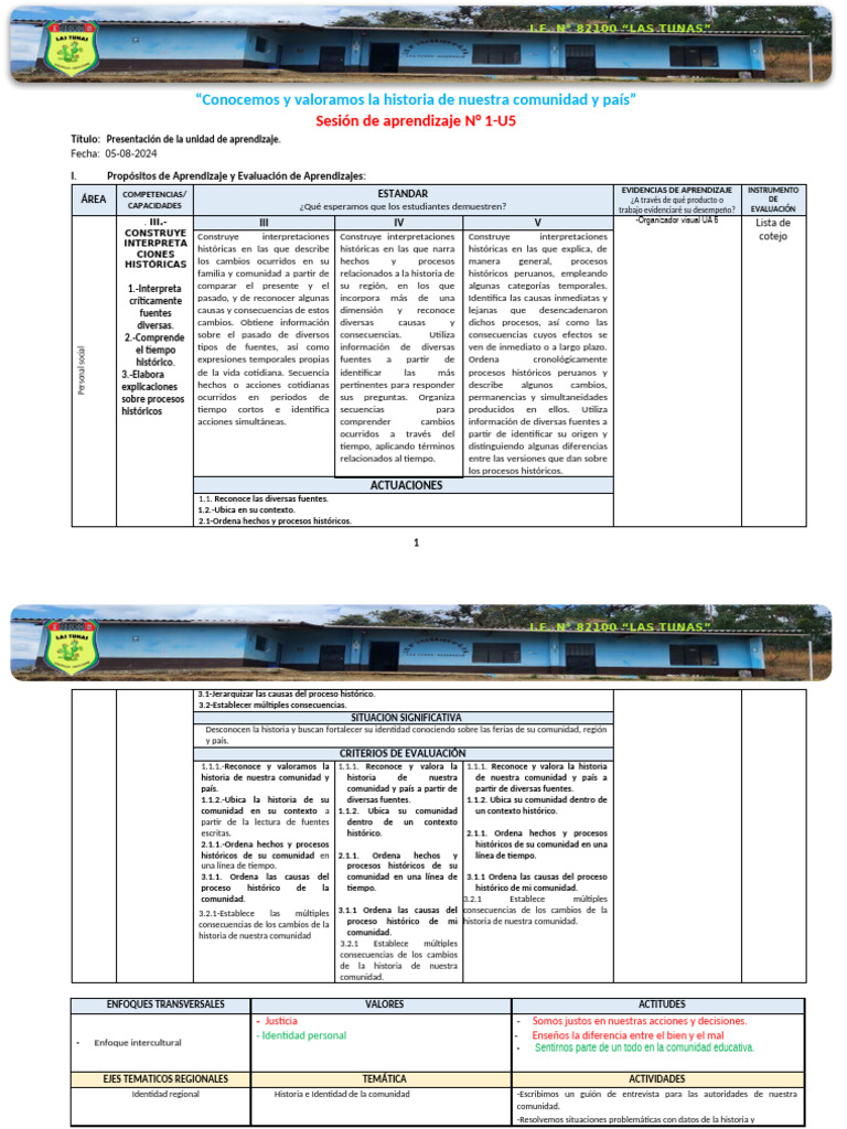 SESION DE APRENDIZAJE 01-Personal Social-U5 | PDF | Aprendizaje ...