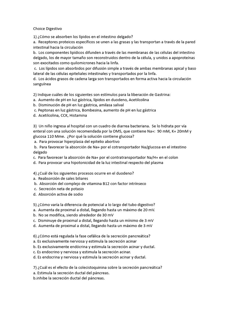 Choice Digestivo - Docx (1) - 1 | PDF | Digestión | Estómago