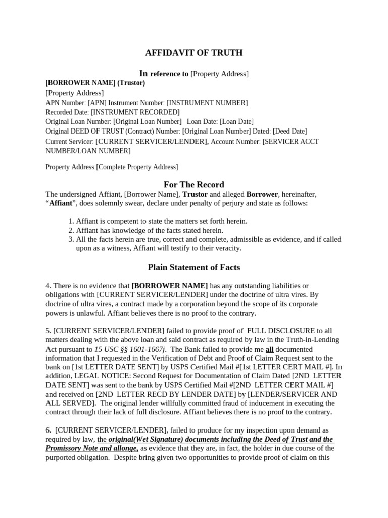 Affidavit of Truth | PDF | Affidavit | Common Law