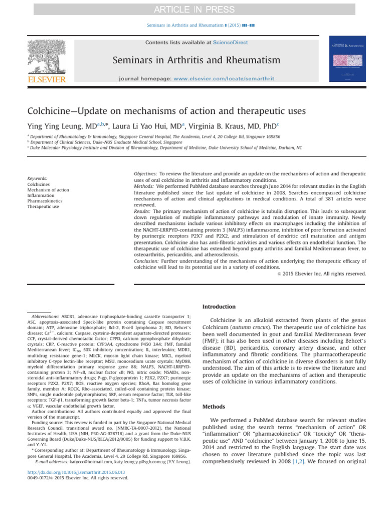 Colchicine Mechanism PDF | PDF | Macrophage | Gout
