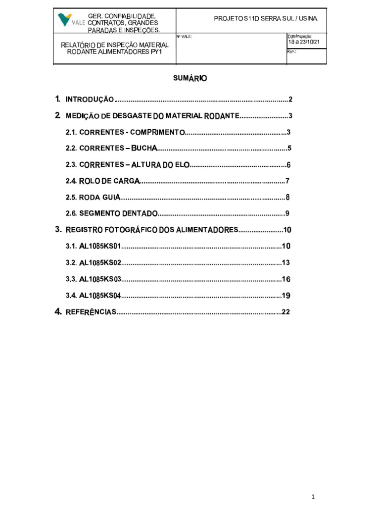 Relatório Materia Rodante PY01 | PDF