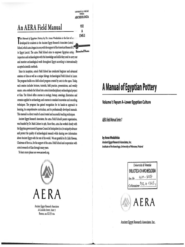 Wodzinska, A Manual of Egyptian Pottery Vol 1 | PDF