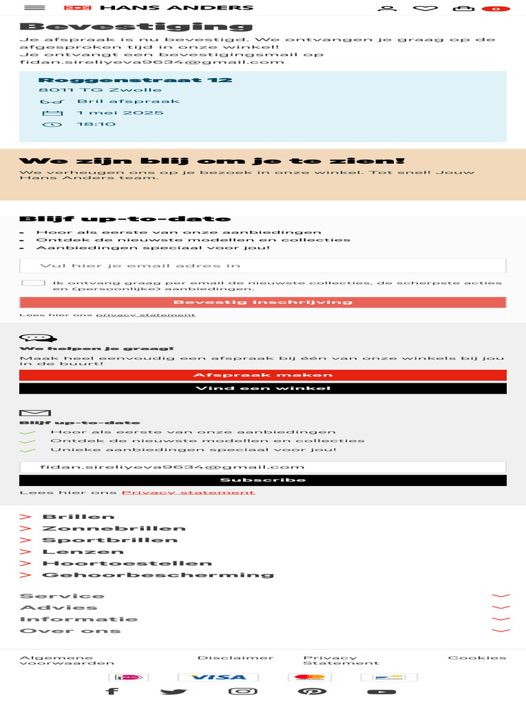 Bevestiging van je afspraak Hans Anders | PDF